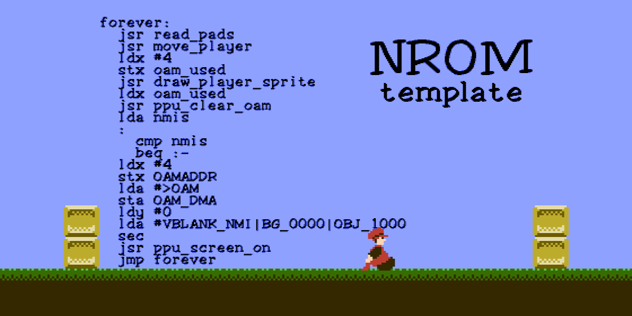 GitHub - pinobatch/nrom-template: NES NROM project template for ca65 ...