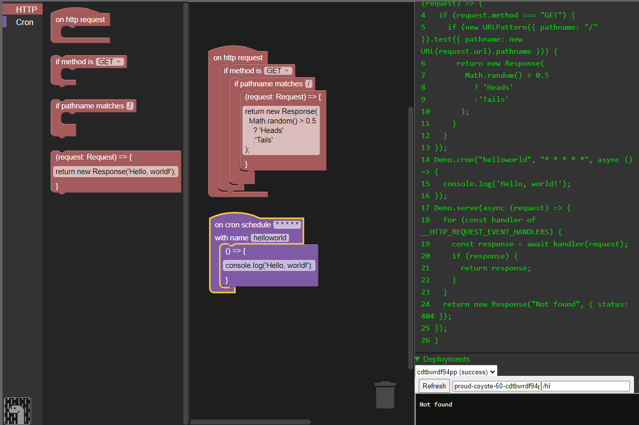 Github Fartlabsdenoblocks 🧩 Blockly Ide Integration With Deno Subhosting For The Deno 