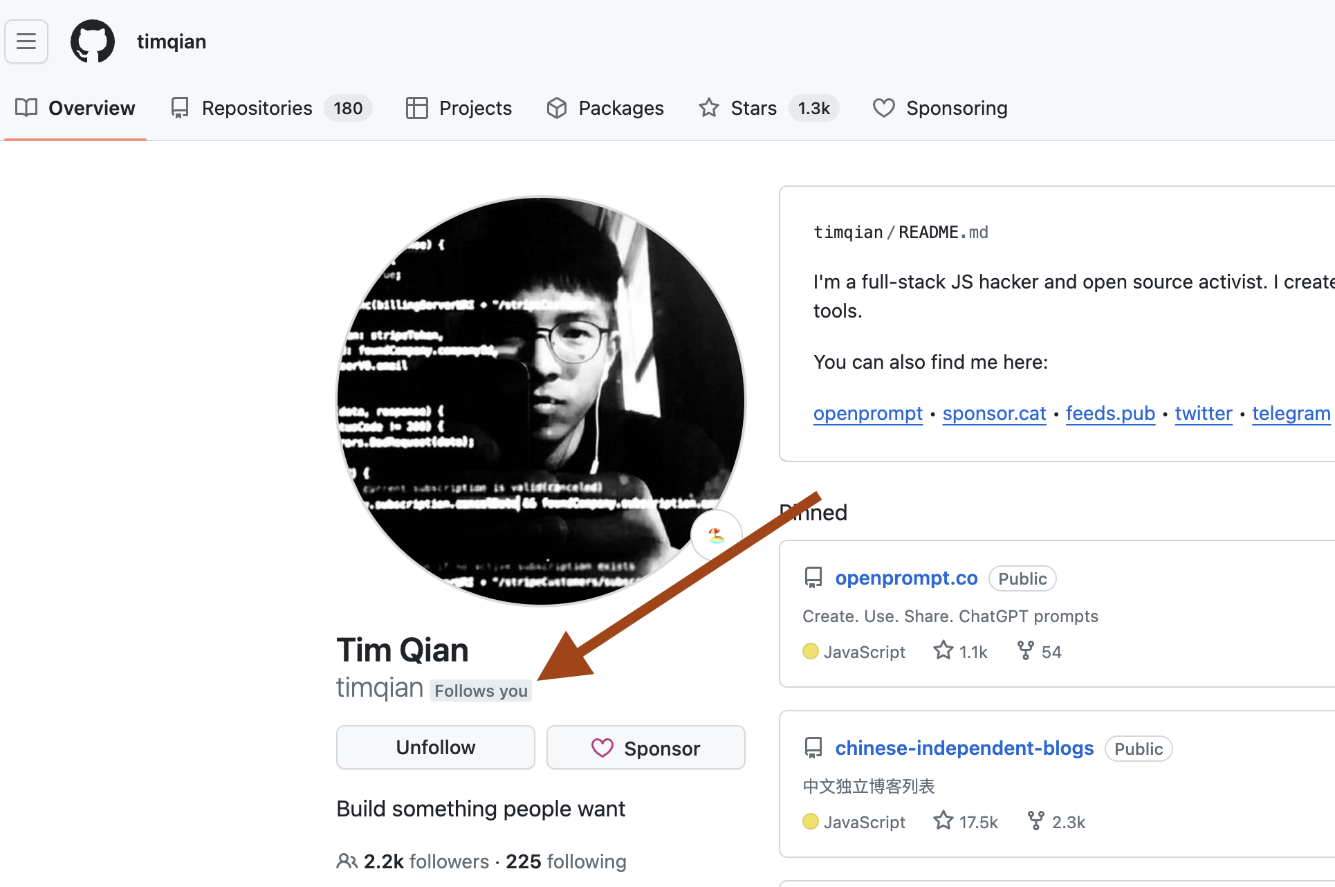 GitHub - timqian/follows-you: Adds a tag indicating whether a user follows you on GitHub