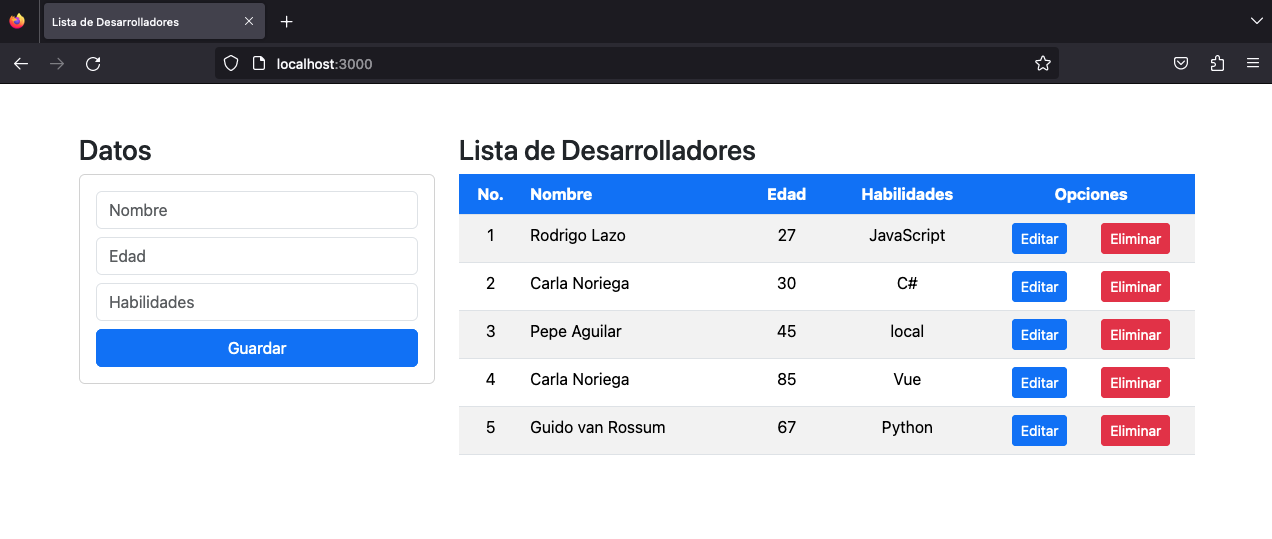 GitHub - PerlaGCastillo/ListaDesarrolladores: Prueba CRUD con Flask y PostgreSQL