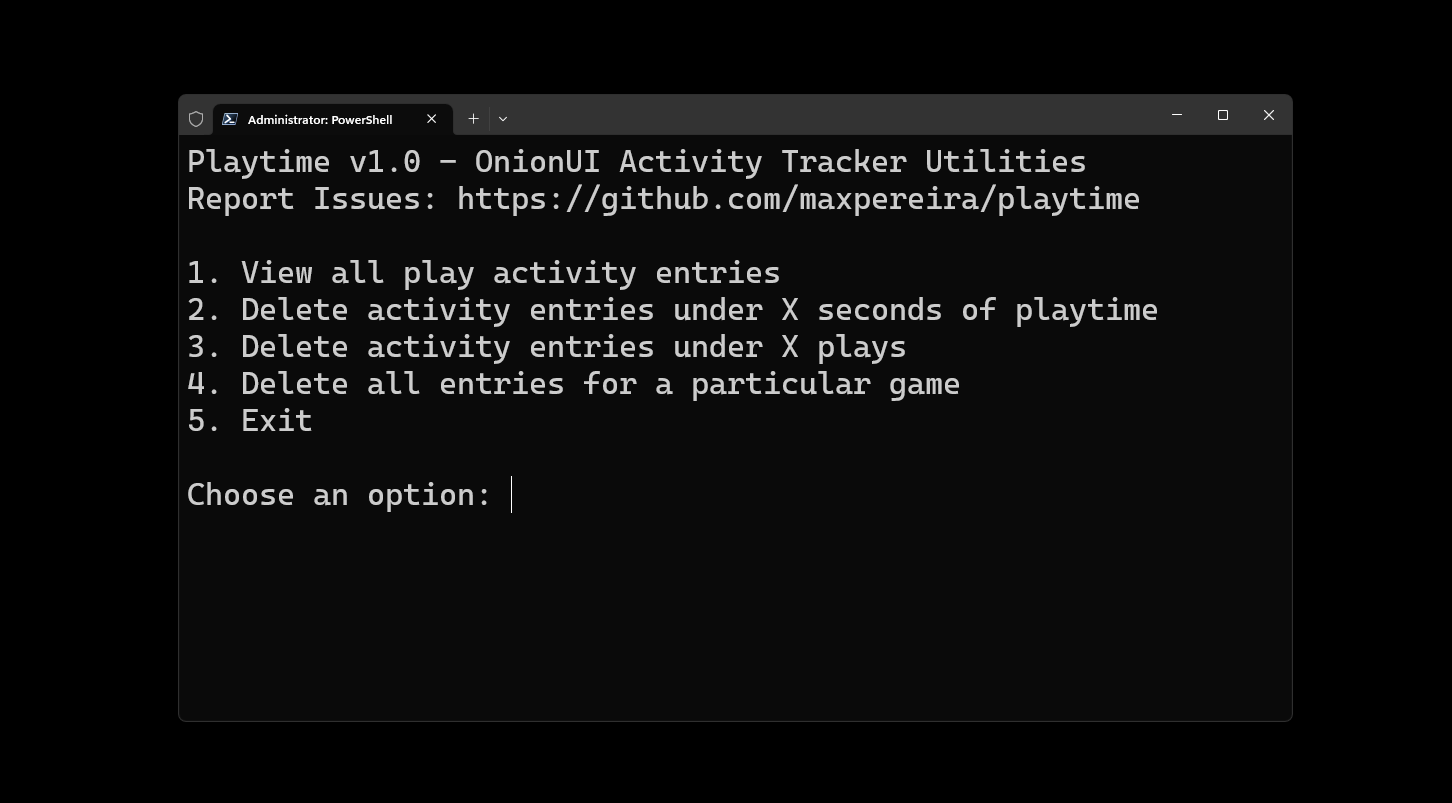 GitHub - maxpereira/playtime: Easily modify your OnionUI Activity Tracker/play activity database.