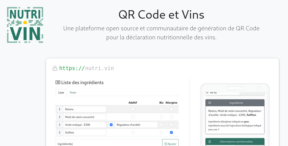 GitHub - 24eme/nutri.vin: Plateforme open source et communautaire de QRCode pour la déclaration ...