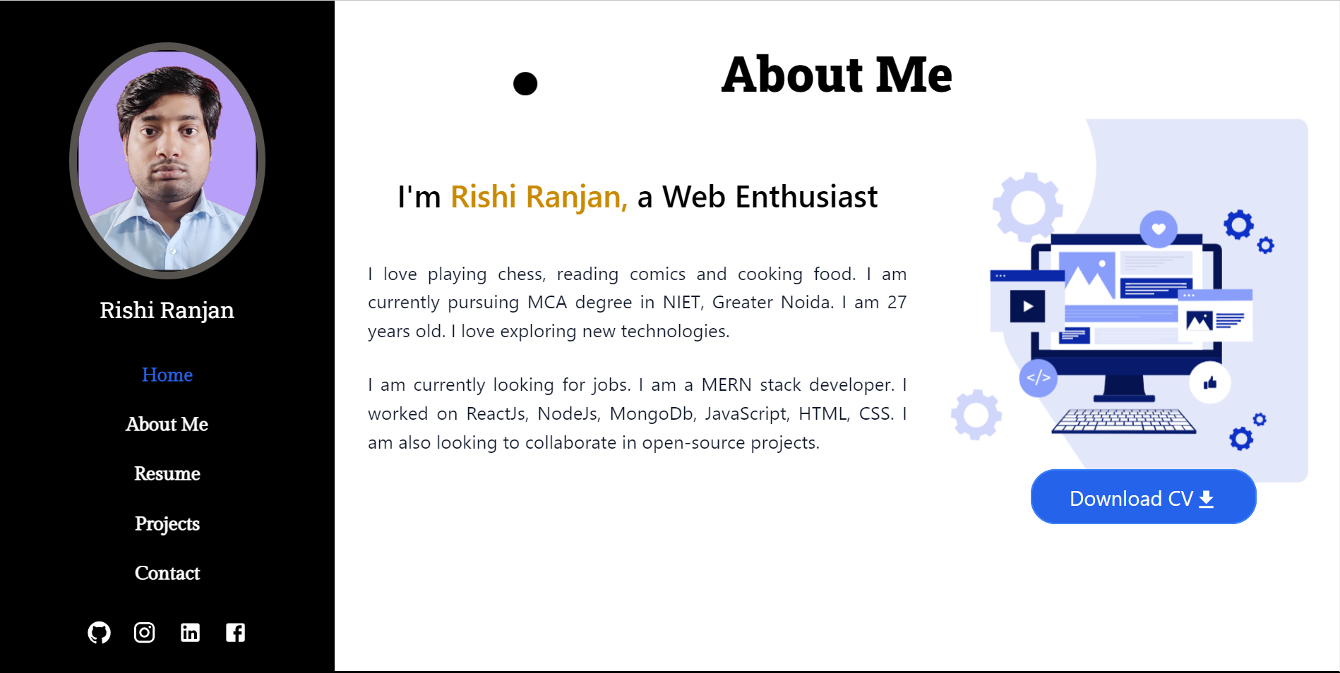 GitHub - rishiranjan786/portfolio: Dynamic portfolio website built with MERN stack showcasing ...