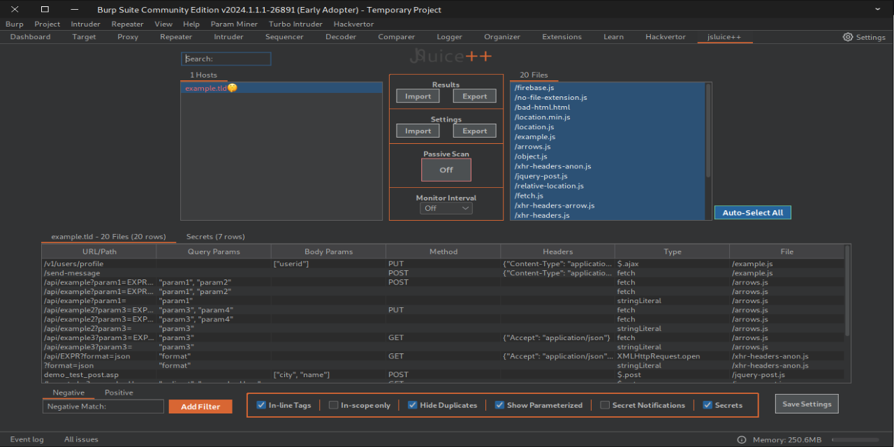 GitHub - 0x999-x/jsluicepp: jsluice++ is a Burp Suite extension designed for passive and active ...