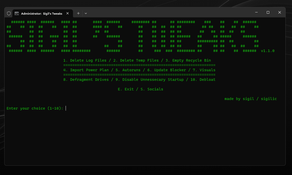 GitHub - sigilic/tweaks: Batch tweaks with optimisation options for Windows machines.