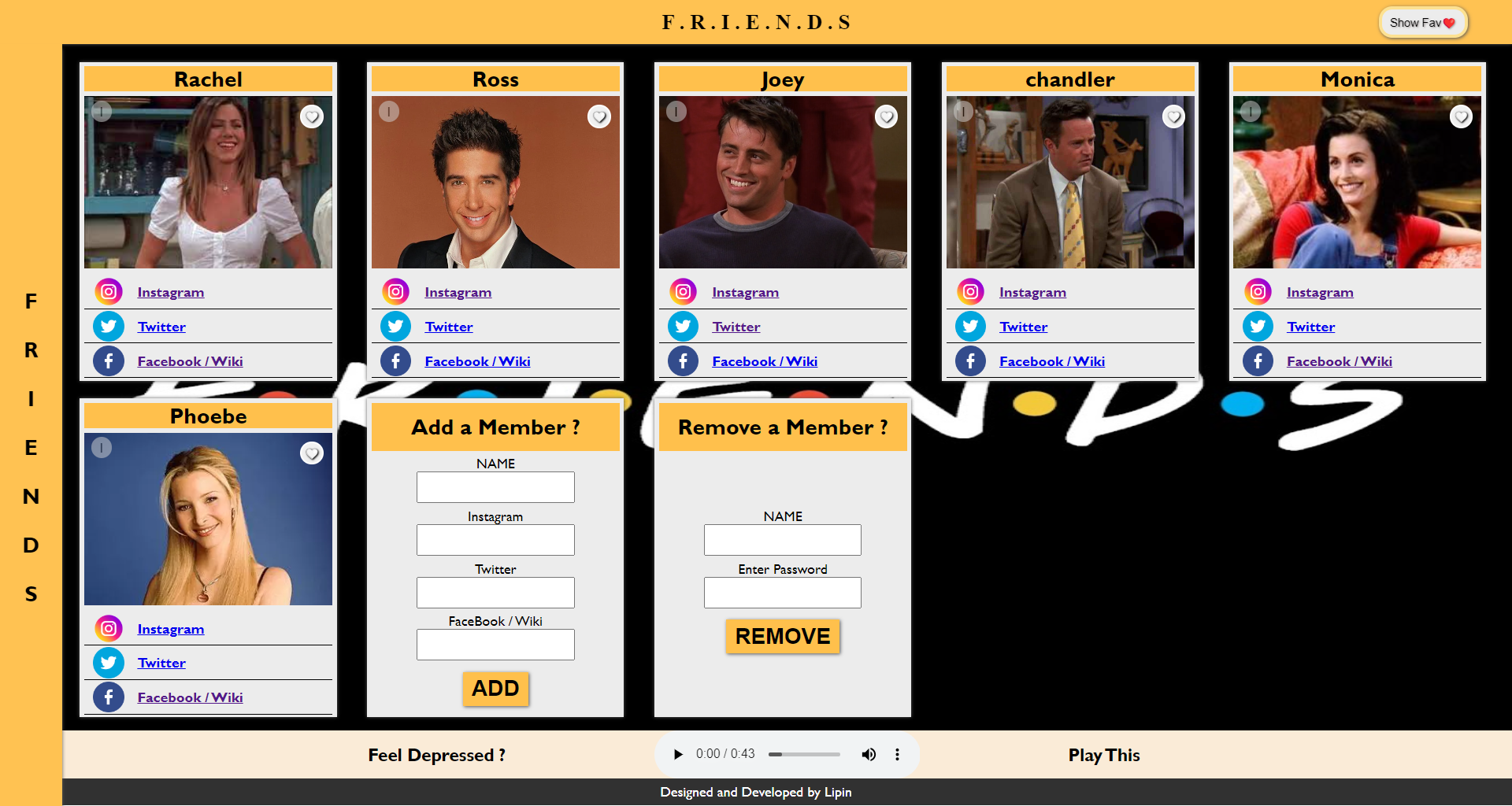 GitHub - Lipinks/F.R.I.E.N.D.S-Web: FRIENDS Sitcom Tribute · GitHub