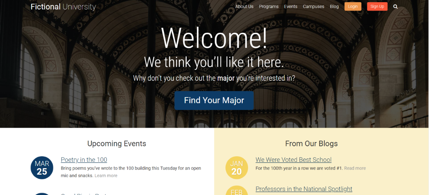 GitHub - Mcoons91/mockUniversityPHPsite: Practice WordPress website ...