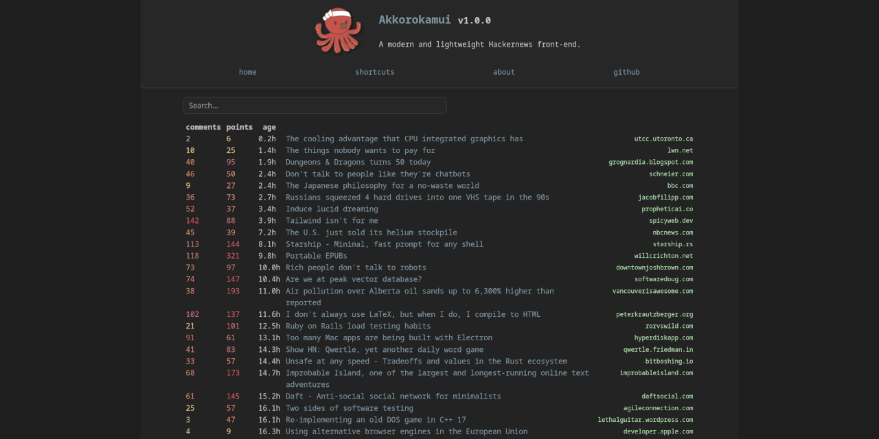 GitHub - hisutori/akkorokamui: A modern and lightweight Hackernews frontend.