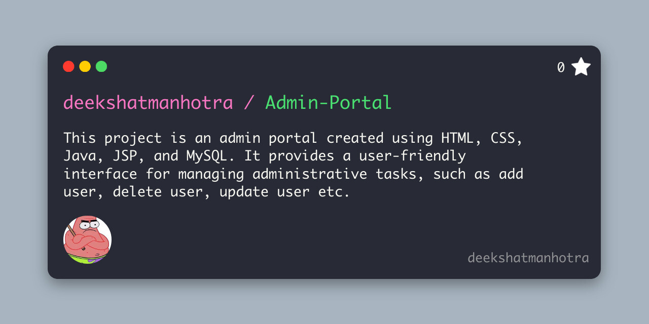 Github Deekshatmanhotraadmin Portal This Project Is An Admin Portal
