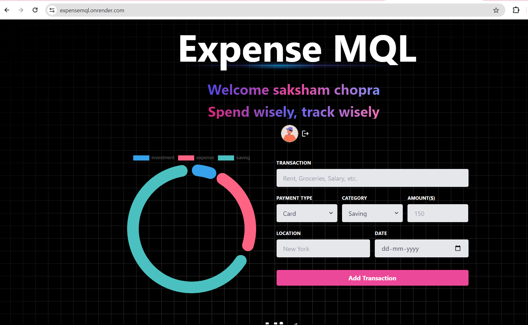 GitHub - saksham-chopra/mern-ExpenseMQL: mern application -> you can manage your expenses here