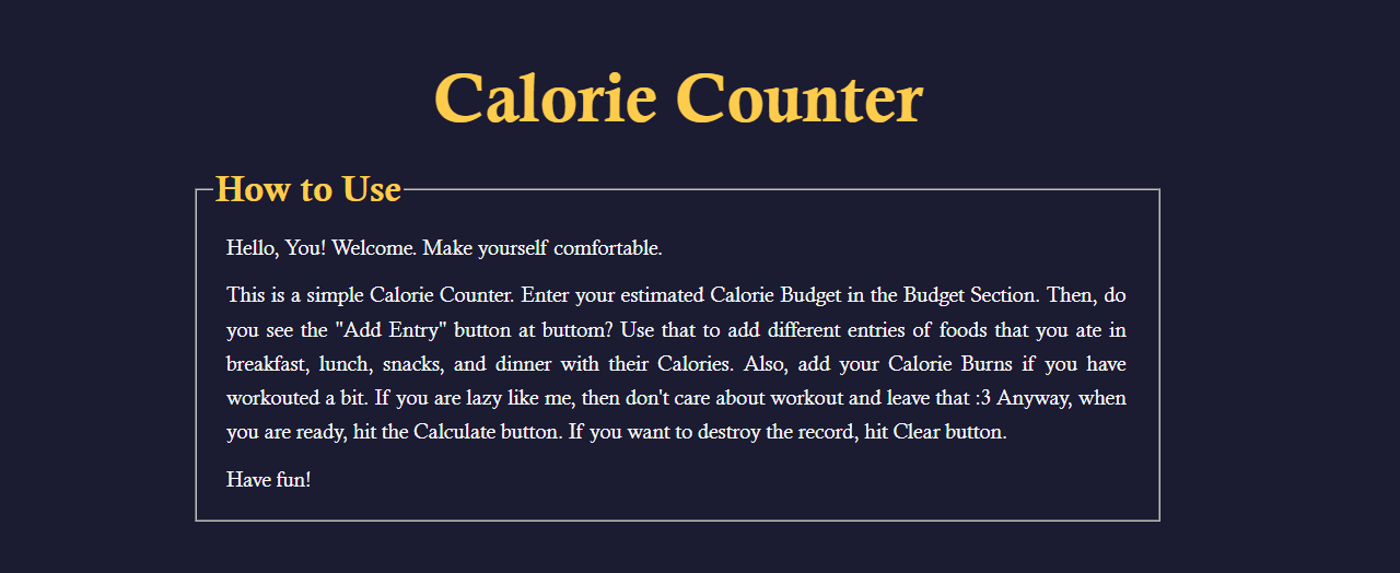 GitHub - ankondeyani/Calorie-Counter: Basic Calorie Deficit or Surplus Counter using JS.
