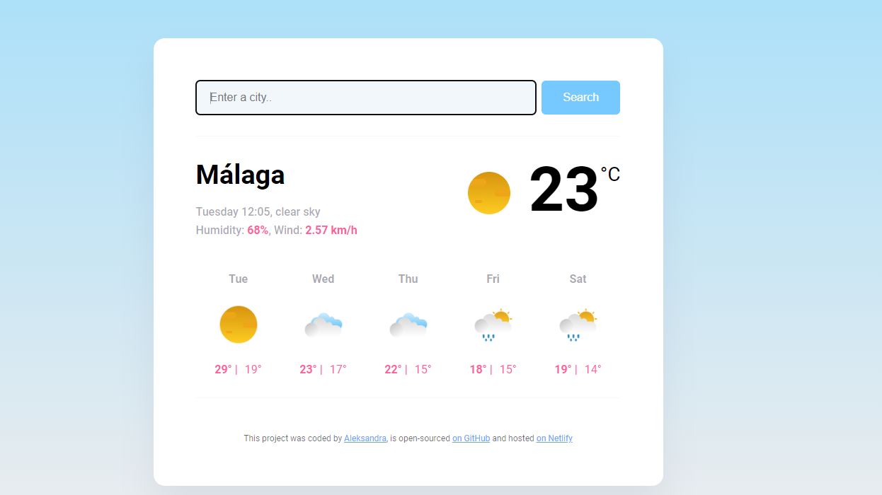 GitHub - sasha-ak/Meteo: Weather application with the weather forecast for any city