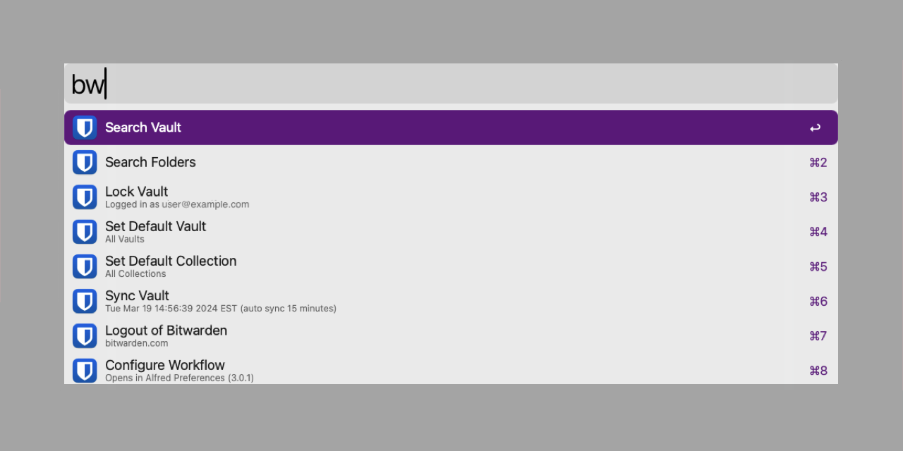 GitHub - ajrosen/Bitwarden-Accelerator: Alfred Workflow to make using Bitwarden faster and ...