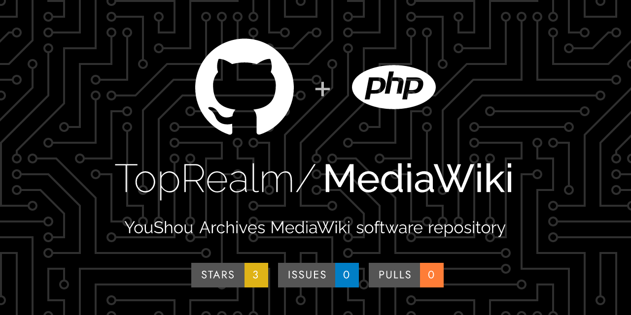 GitHub - TopRealm/MediaWiki: YouShou Archives MediaWiki software repository