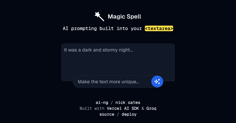GitHub - ai-ng/magic-spell: 🪄 AI prompting built into your textarea