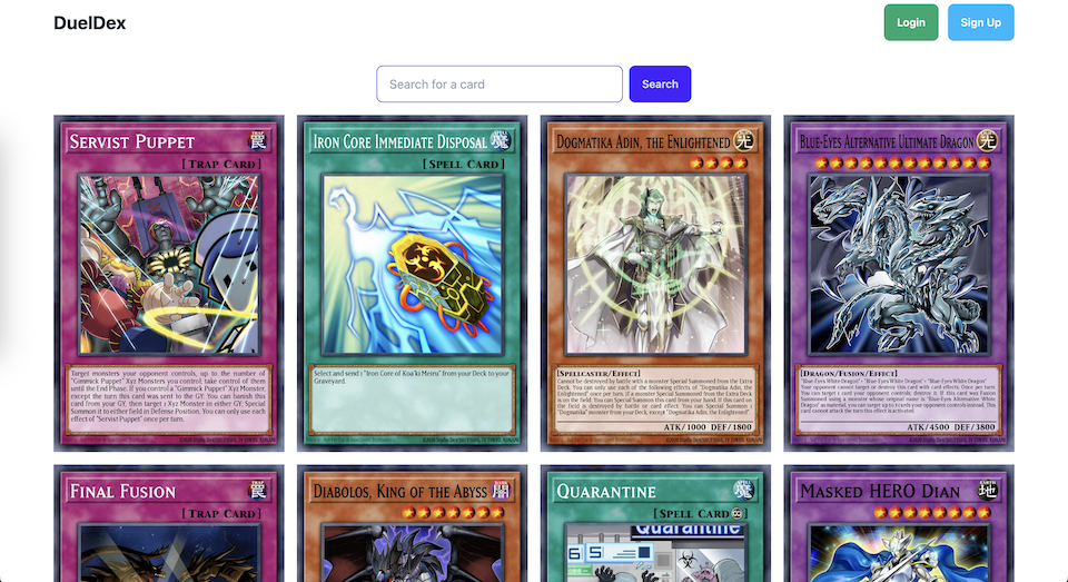 GitHub - aarontorres0/DuelDex: DuelDex is designed to help duelists discover new cards to build ...