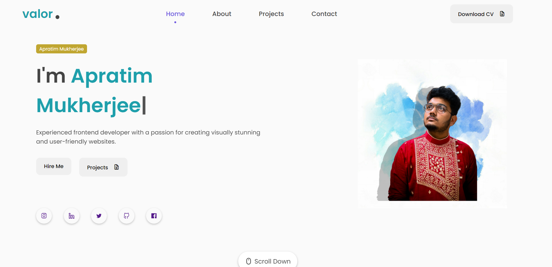 Github Valor30apratimmukherjee Welcome To My Portfolio Website Built With Html Css And 