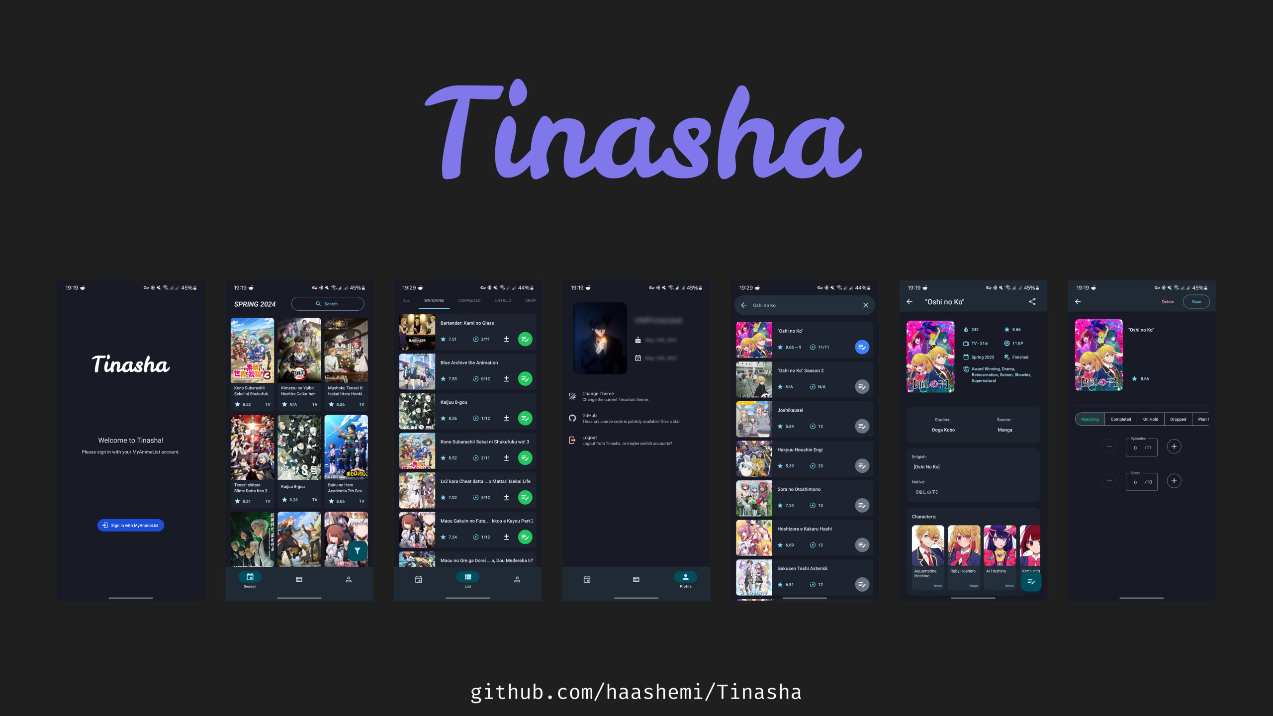 GitHub - haashemi/Tinasha: A really simple MAL client built with React Native just for fun.