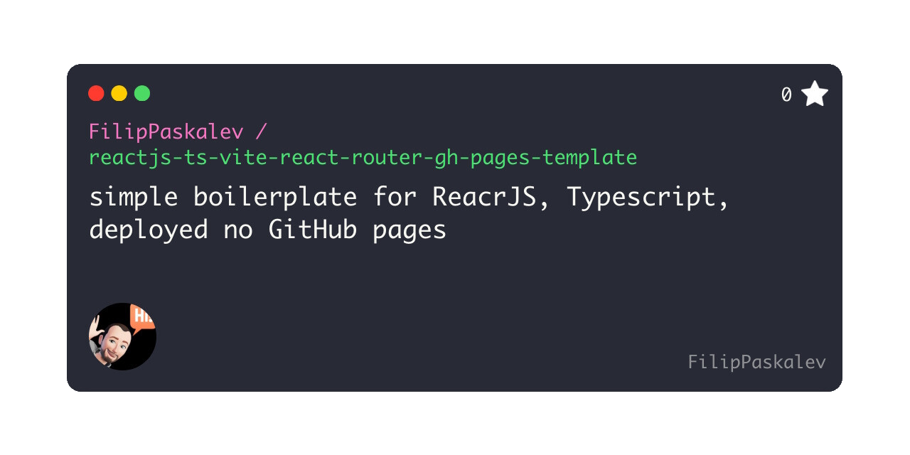 GitHub - FilipPaskalev/reactjs-ts-vite-react-router-gh-pages-template ... GitHub - FilipPaskalev/reactjs-ts-vite-react-router-gh-pages-template ...