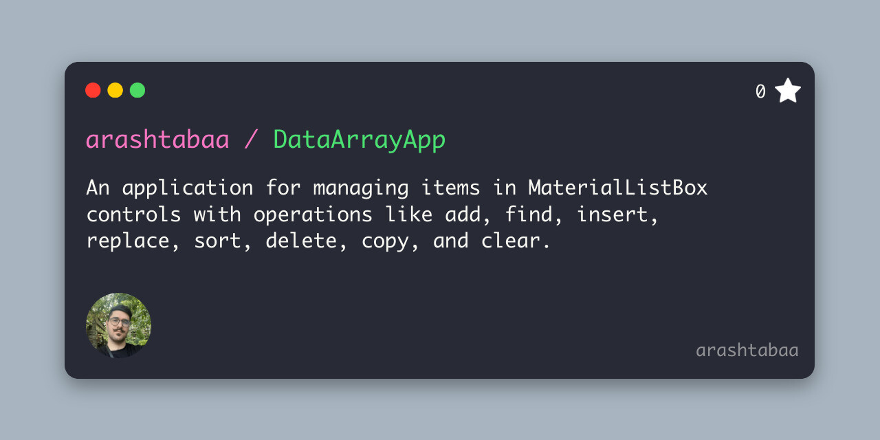 Github Arashtabaadataarrayapp An Application For Managing Items In Materiallistbox Controls