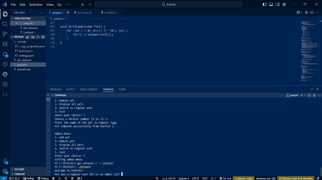 GitHub - adityacodes-root/Petpair.c: A C program for managing pet ...