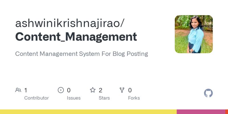 GitHub - ashwinikrishnajirao/Content_Management: Content Management System For Blog Posting