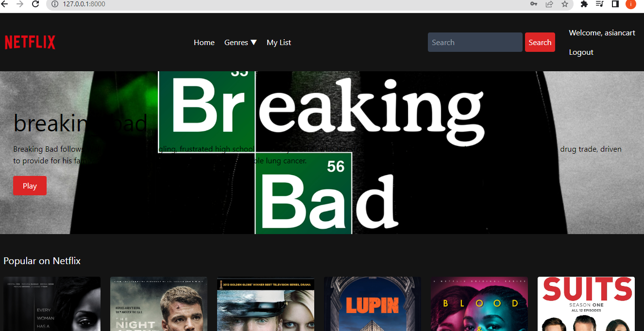 GitHub - asiancart/Netflix_Clone_Django: netflix clone with django