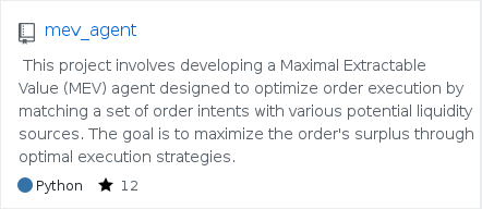 GitHub - luca-nik/mev_agent: 🤖 This project involves developing a Maximal Extractable Value (MEV ...
