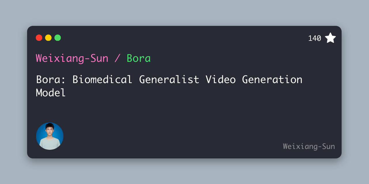 GitHub - Weixiang-Sun/Bora: Biomedical Generalist Video Generation Model
