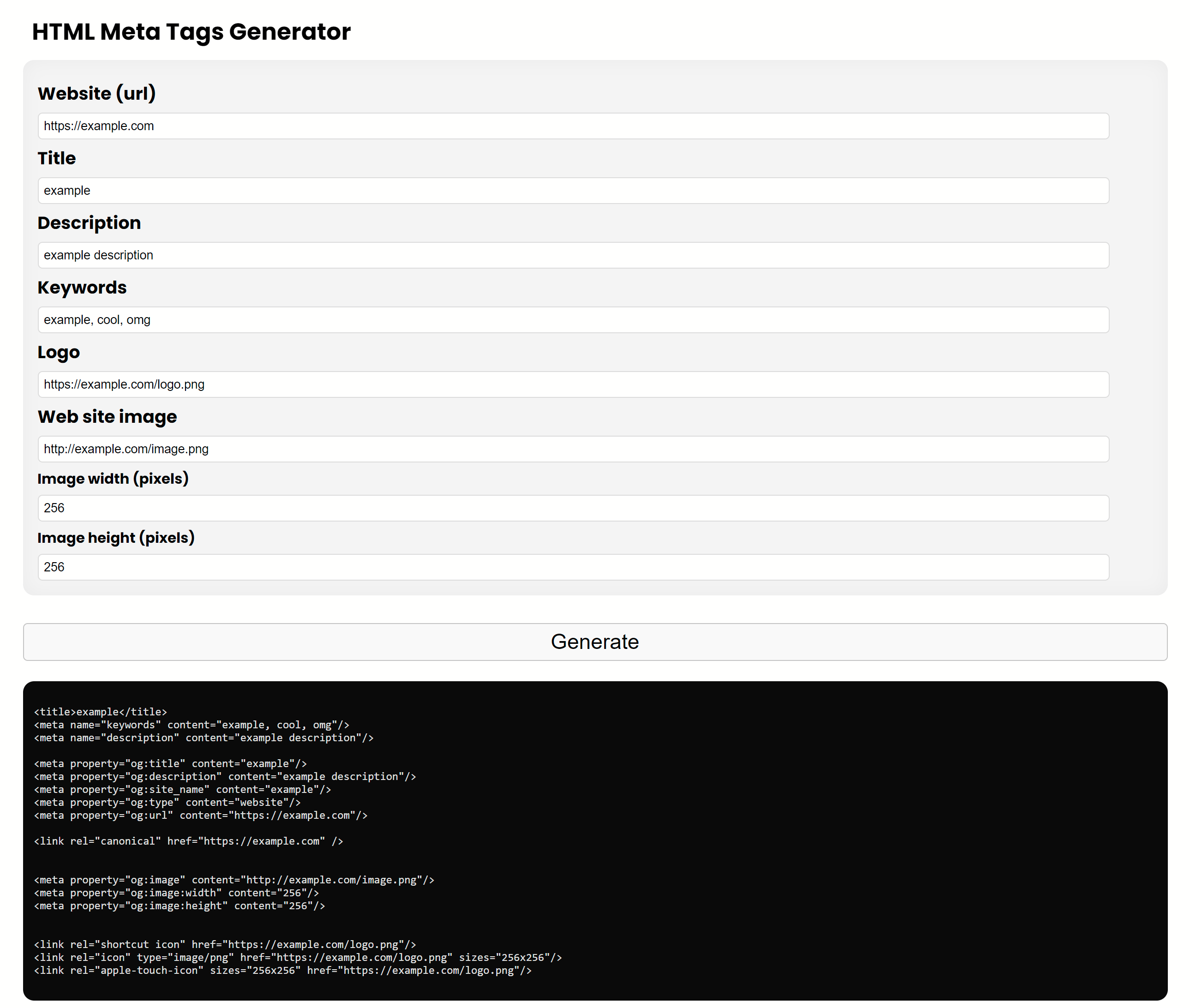 GitHub - lordofsunshine/HTML-Meta-Tags-Generator