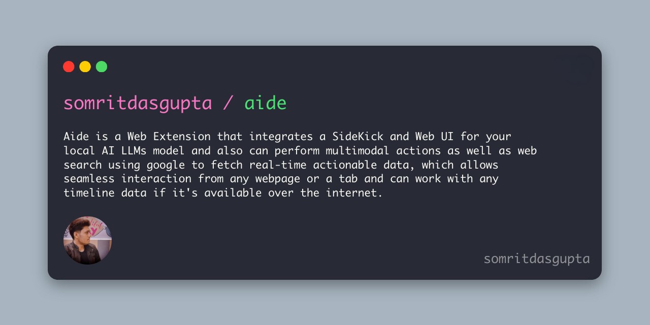 GitHub - somritdasgupta/aide: aiDe is a browser extension that combines a sideKick bar and web ...