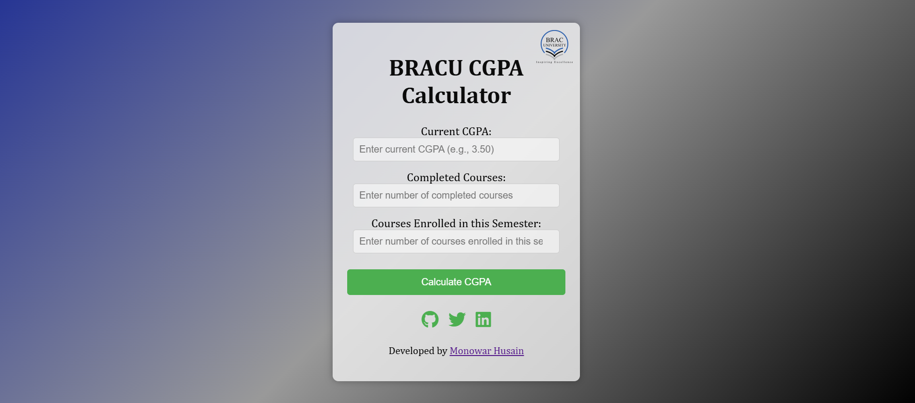 GitHub - MonowarHusain/bracu_cgpacalc