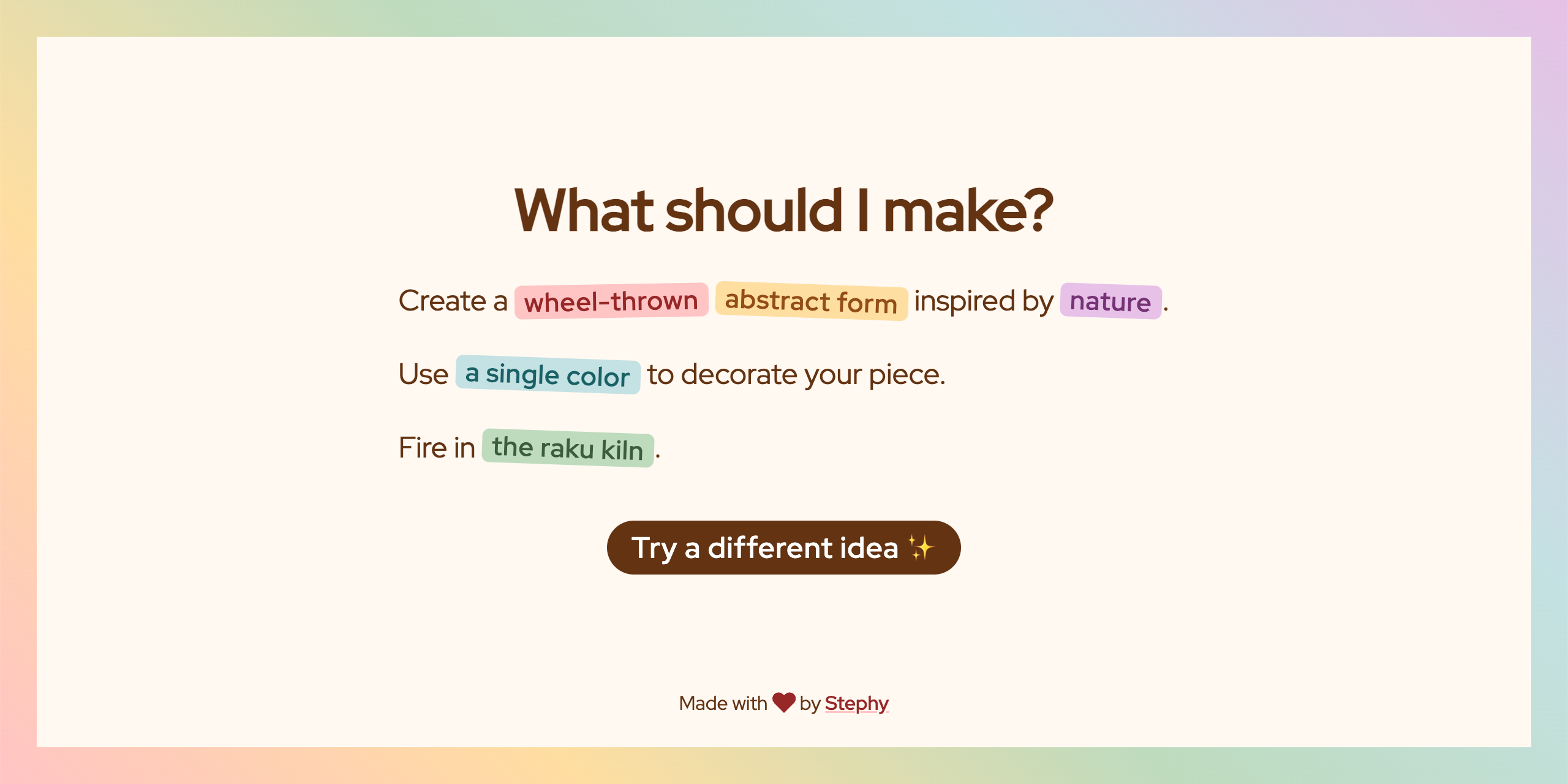 GitHub - stephymiehle/clay-concept-generator