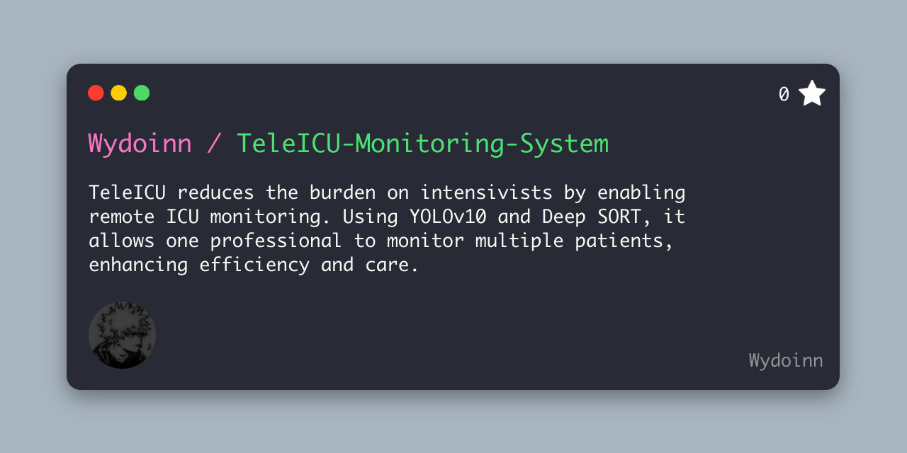 GitHub - Wydoinn/TeleICU-Monitoring-System: TeleICU reduces the burden ... GitHub - Wydoinn/TeleICU-Monitoring-System: TeleICU reduces the burden ...