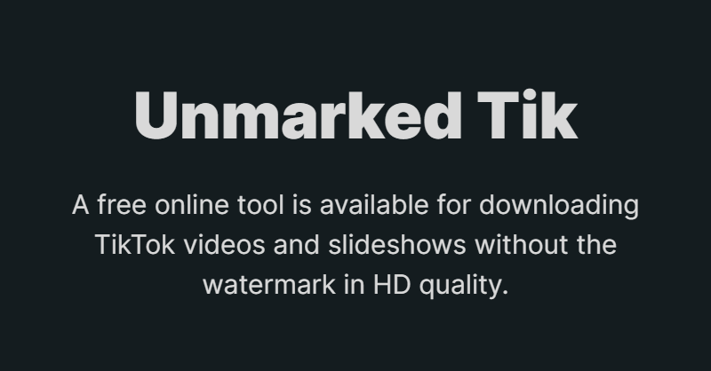 GitHub - pyyupsk/unmarked-tik: Unmarked Tik: Download HD TikTok videos & slideshows without ...