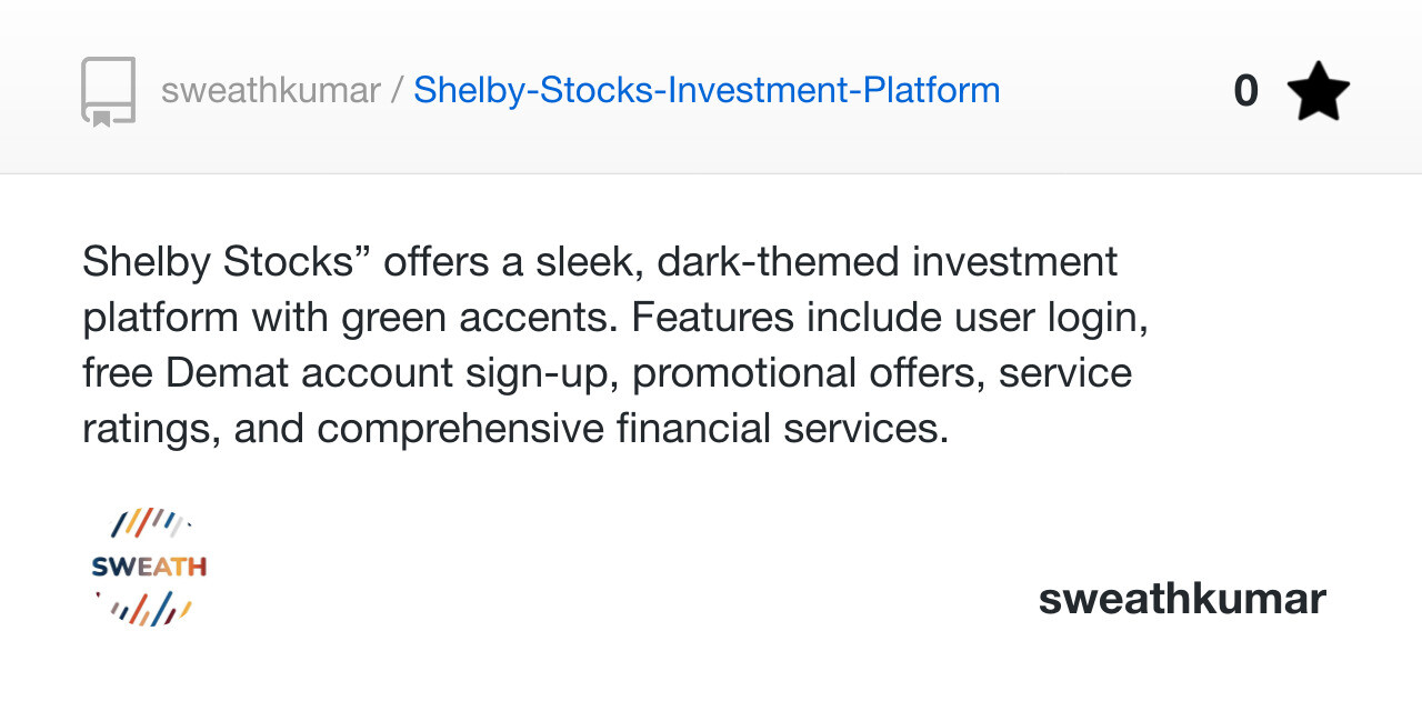 GitHub - sweathkumar/Shelby-Stocks-Investment-Platform: Shelby Stocks” offers a sleek, dark ...