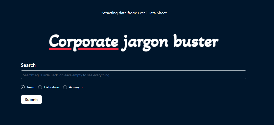 GitHub - gn-bcampbell/jargon-buster: Search function using SanityCMS and Excel Parsing with ...