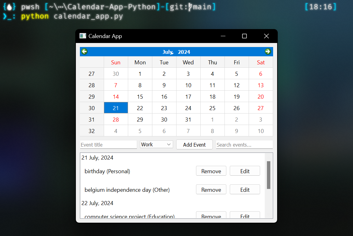 GitHub - werzq/calendar-app-python: A simple Calendar app for my school ...
