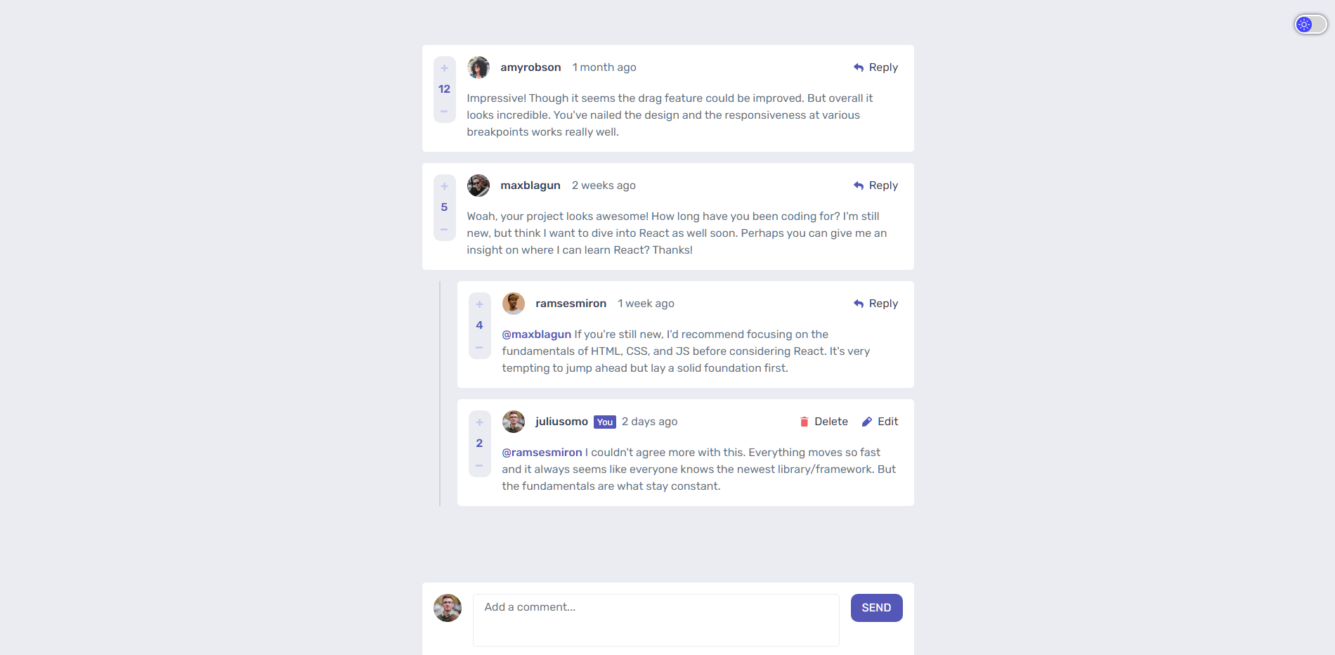 GitHub - naijamesz/FEM-Interactive-comments