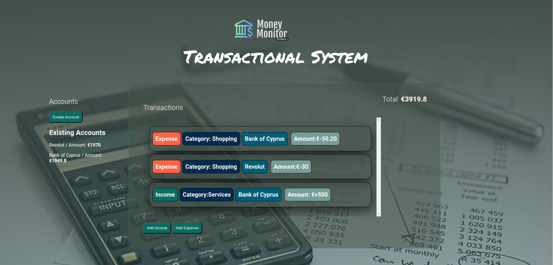 Github Nicoycostas Moneymonitor