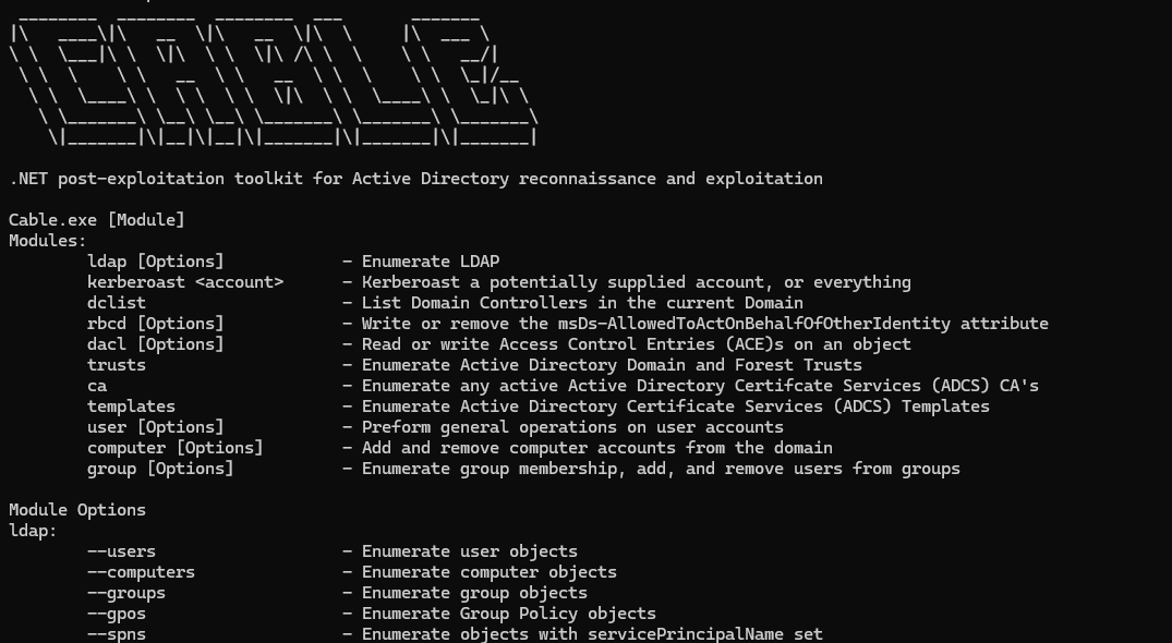 GitHub - logangoins/Cable: .NET post-exploitation toolkit for Active Directory reconnaissance ...