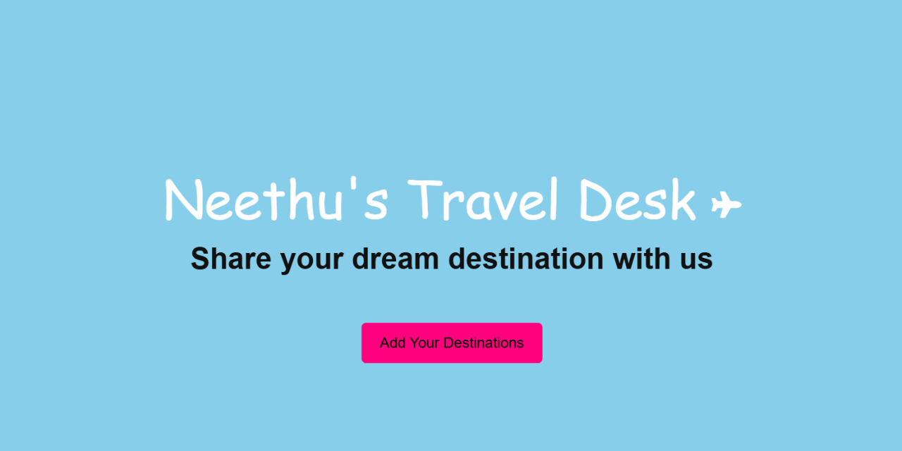 GitHub - ci-sumi/neethus-travel-desk: Travel community platform where users can share details of ...