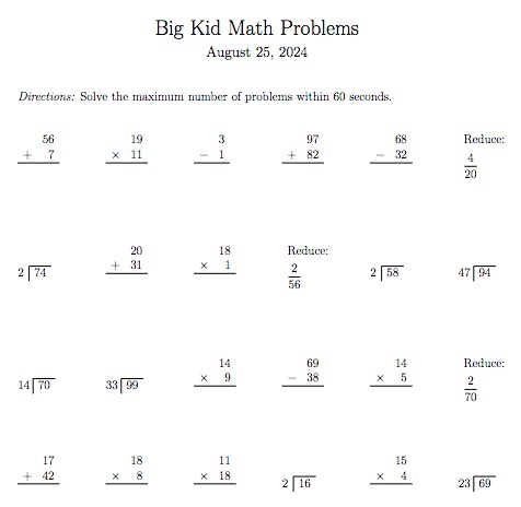 GitHub - BFauber/math_hw: Math problems and/or homework for kids. Template can include addition ...