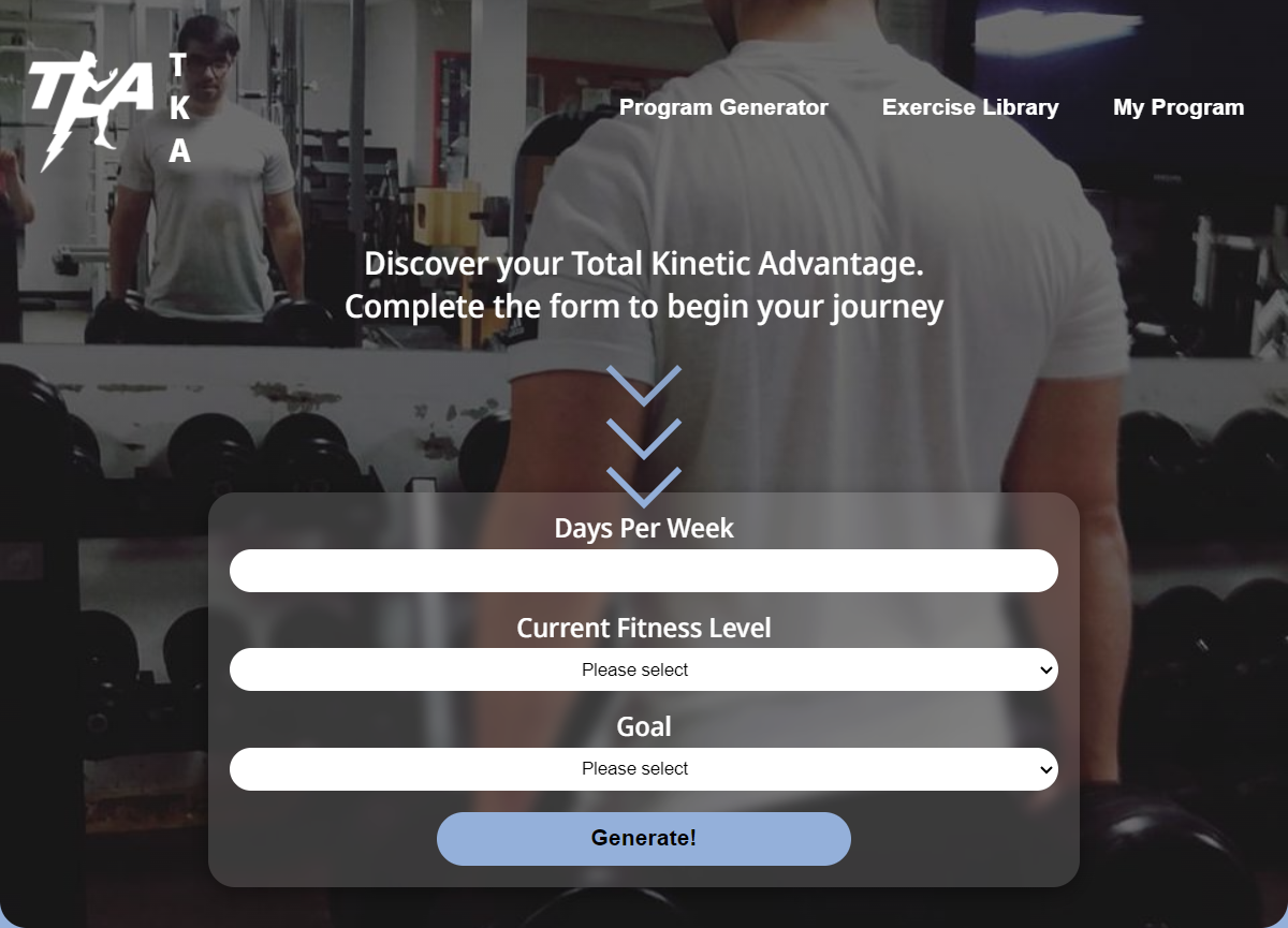 GitHub - braedonrossum/total-kinetic-advantage-frontend: Total Kinetic Advantage is an easy to ...