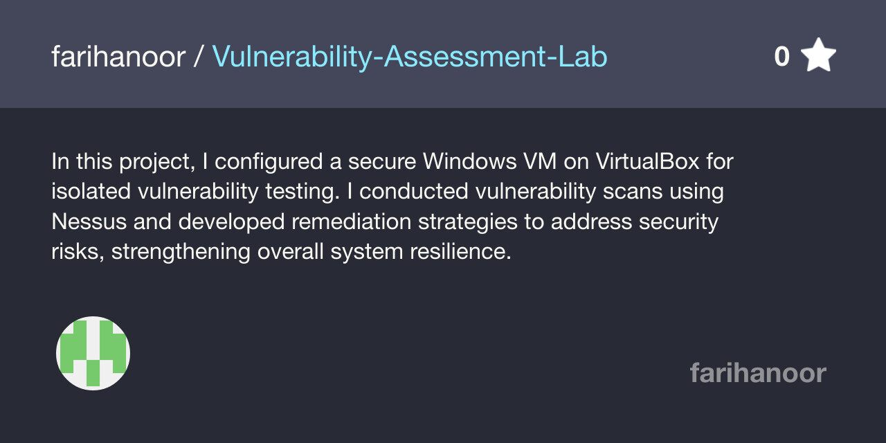 GitHub - farihanoor/Vulnerability-Assessment-Lab: In this project, I configured a secure Windows ...