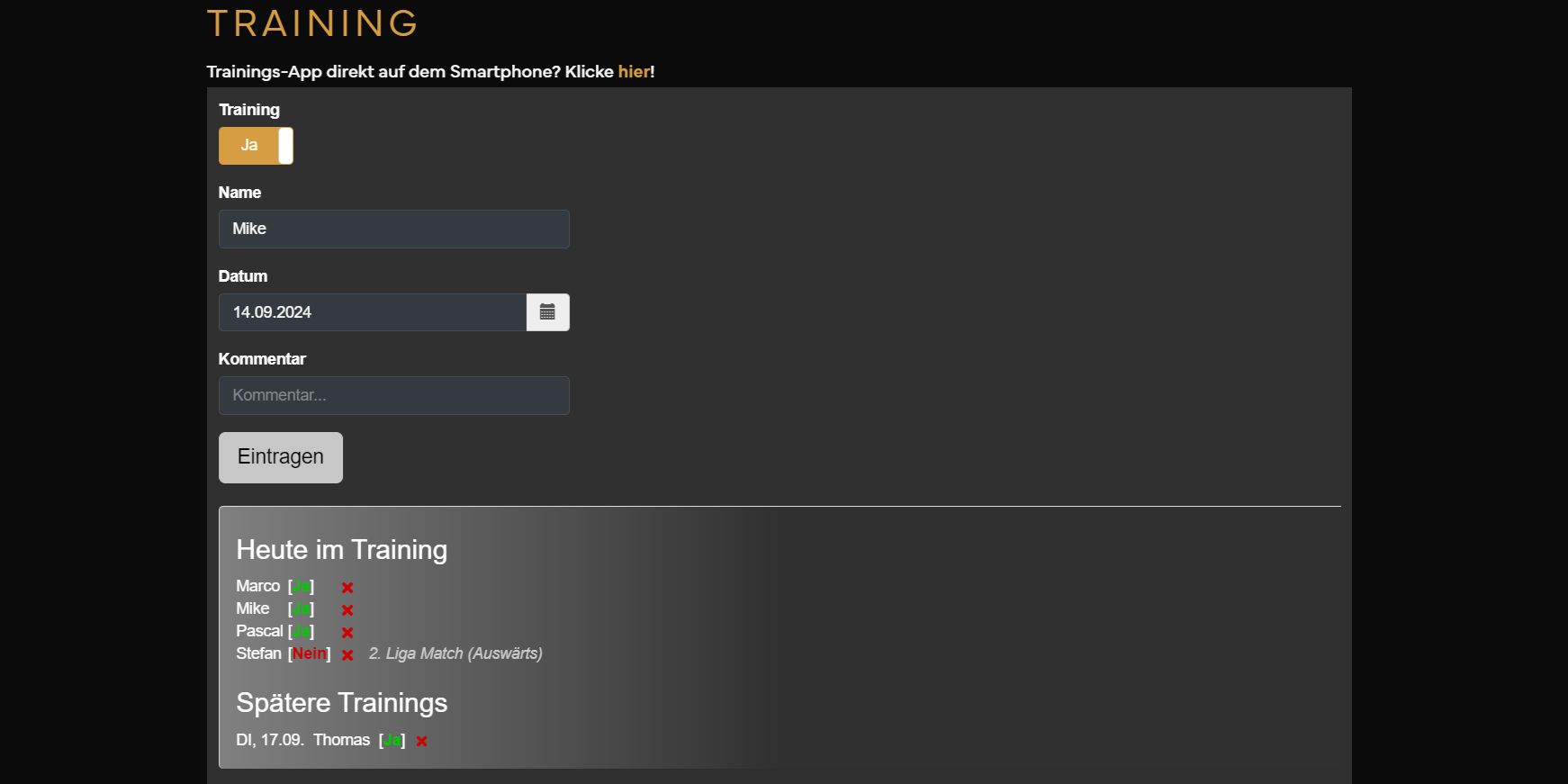GitHub - TTC-Schenkon/training-poll: simple training poll for sports clubs