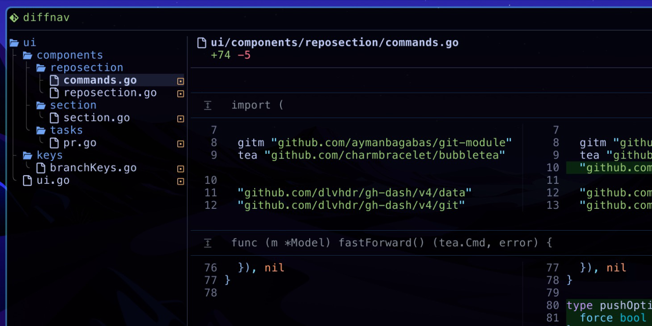 Github Dlvhdrdiffnav A Git Diff Pager Based On Delta But With A File Tree à La Github