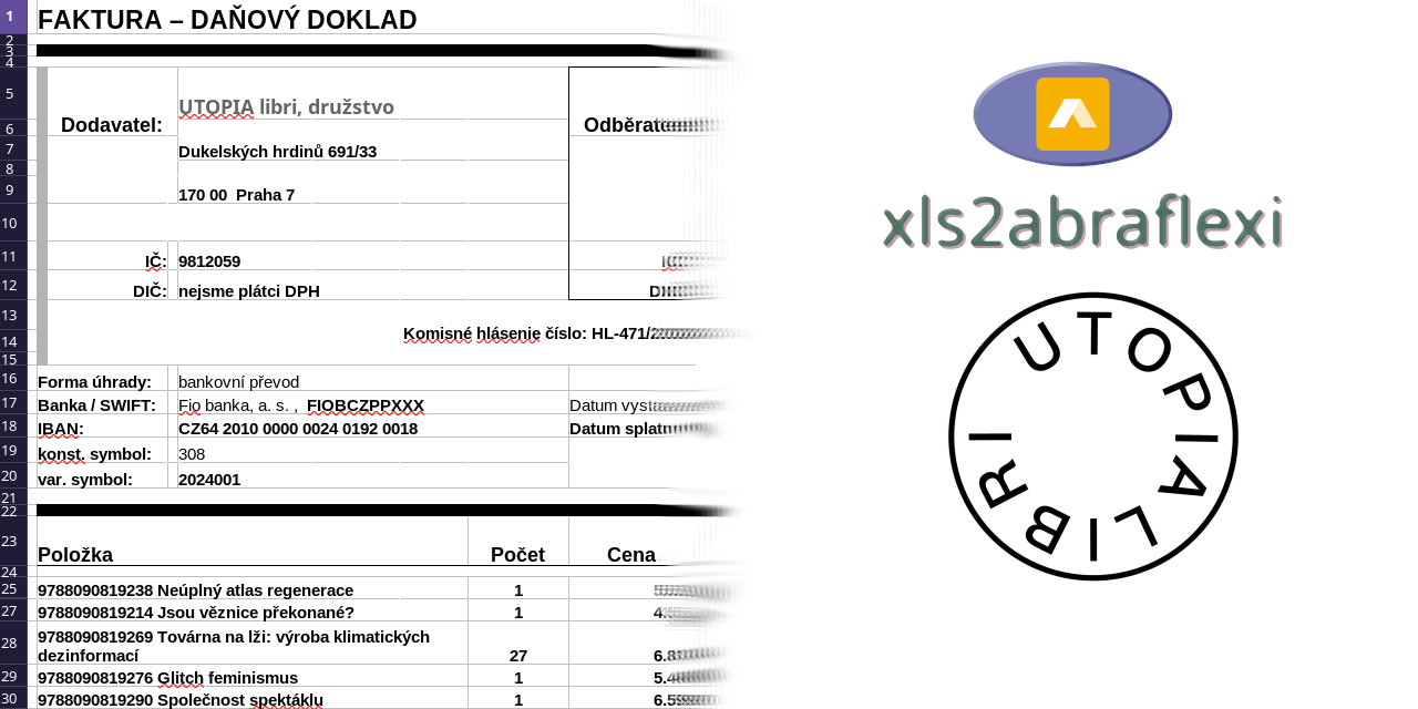 GitHub - VitexSoftware/xls2abraflexi: Custom XLS Invoice Importer for AbraFlexi