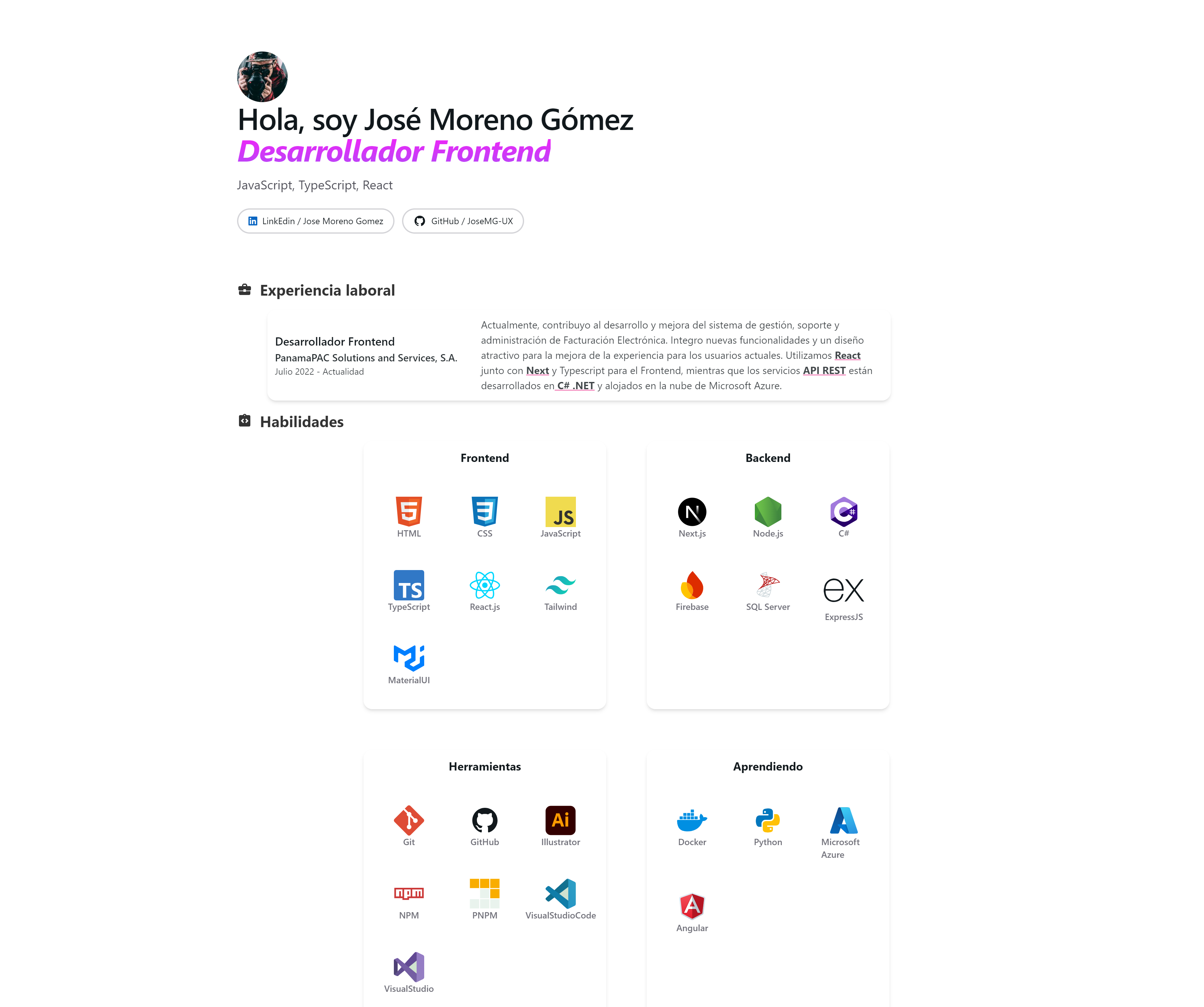 GitHub - JoseMG-ux/myportfolio: Portafolio web creado con React y ...