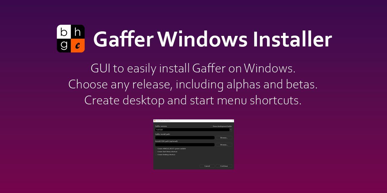 GitHub - BrianHanke/gaffer_windows_installer: Easily install Gaffer on Windows.